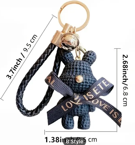 Brown Teddy Bear Keychain Bow Keyrings Bag Tags Backpack Clips Phone ...