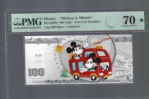 Disney "Mickey&Minnie"2016 100 Units-Travel in shanghai Ag.999 1.5g PMG ...