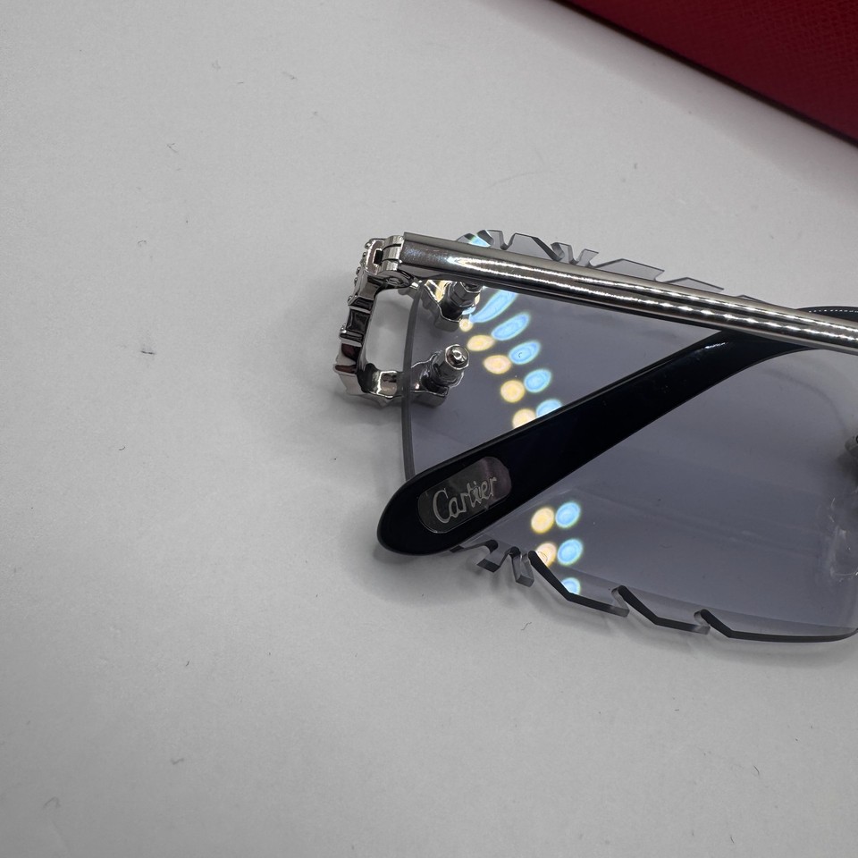 Cartier Buffs Sunglasses Triple Cross Diamond Cut Lens Smoky Clear Lens ...