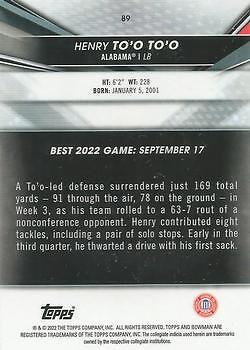 Henry To'o To'o 2022 Bowman's Best University - #89 - Alabama Crimson ...