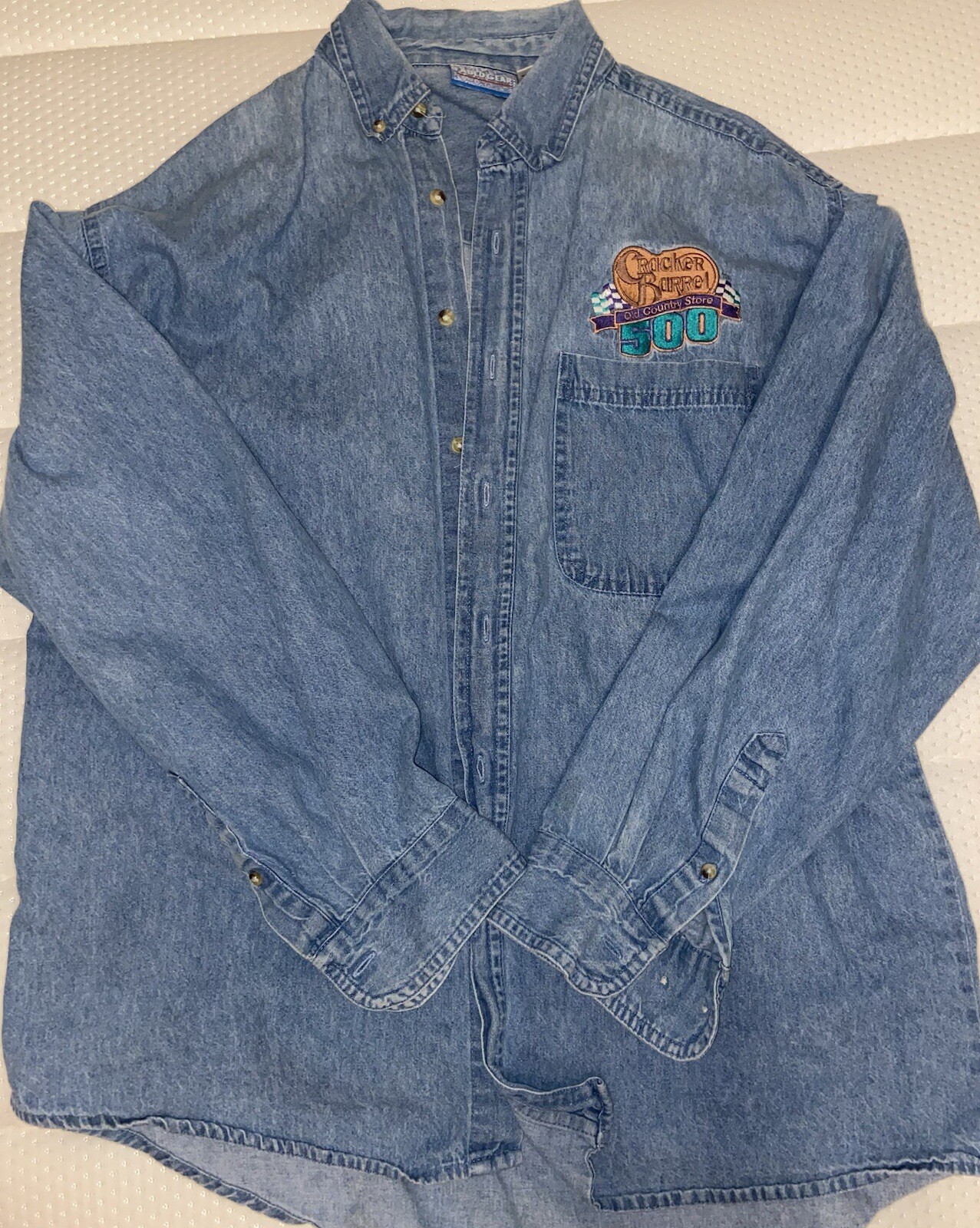 vintage nascar cracker barrel 500 denim button up - Gem