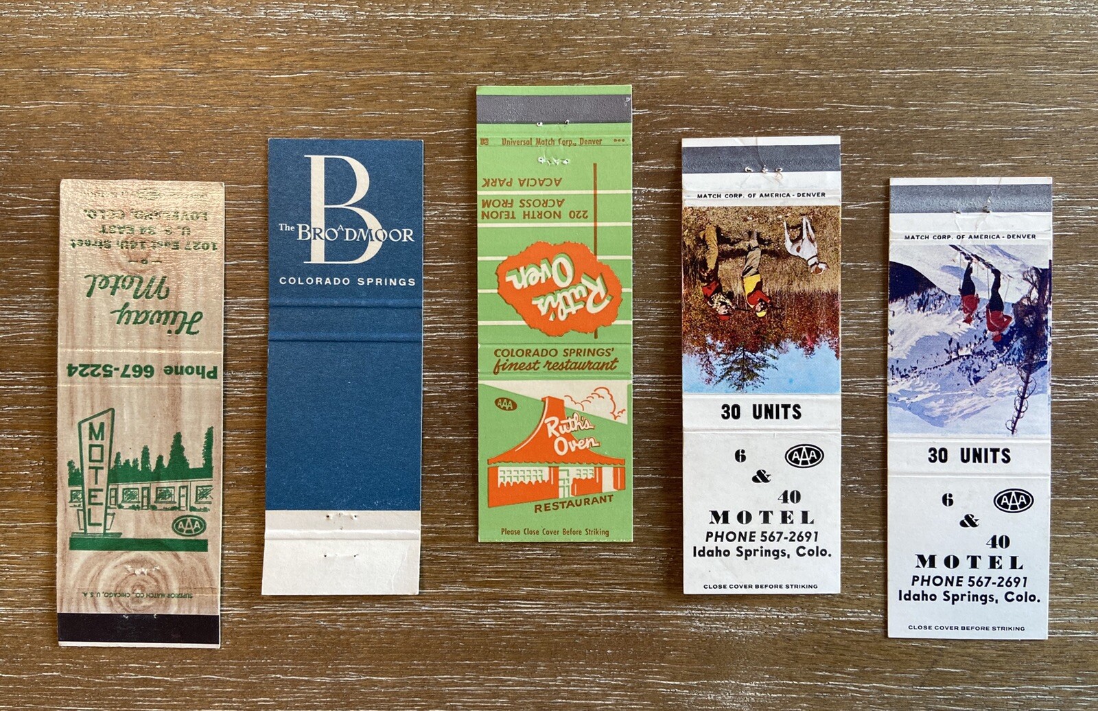 Lot of 5 vintage Colorado Matchbook Covers Souvenirs Idaho Springs ...