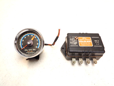 VINTAGE 1960'S SUN TACH 9K BLUE LINE TACHOMETER W/CUP MOUNT & EB9A BOX ...