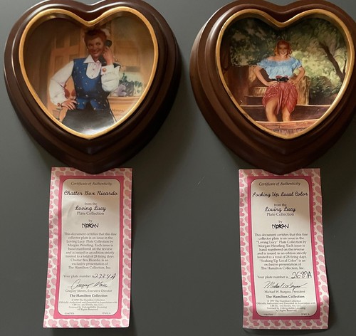 HTF ~ I Love Lucy Heart Plates Lot Of 8 W/Heart Shaped Frames & COA for ...