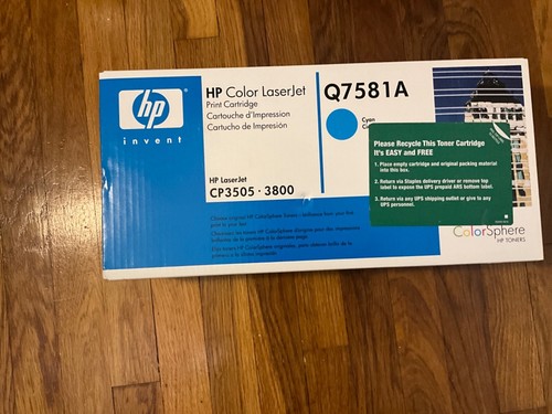HP Cyan Toner LaserJet CP3505-3800 OEM Printer Cartridge Q7581A NEW ...