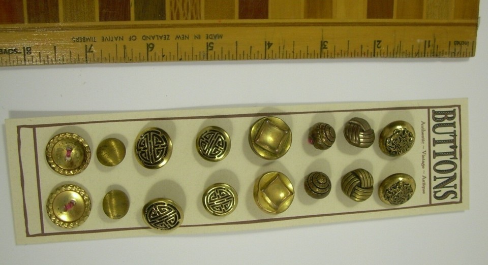 16 FANCY Gold Metal Buttons Mix ⅜-¾" * * knobby * VINTAGE * * * OLD ...