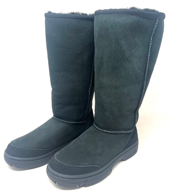 UGG Australia Ultimate Tall Tasman Braid Black Suede BOOTS Womens Size ...