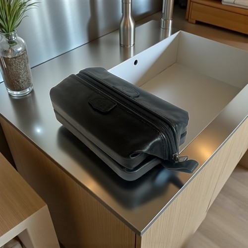 Vintage Dopp Kit Toiletry Shave Bag Traveler Admiral Black Leather ...