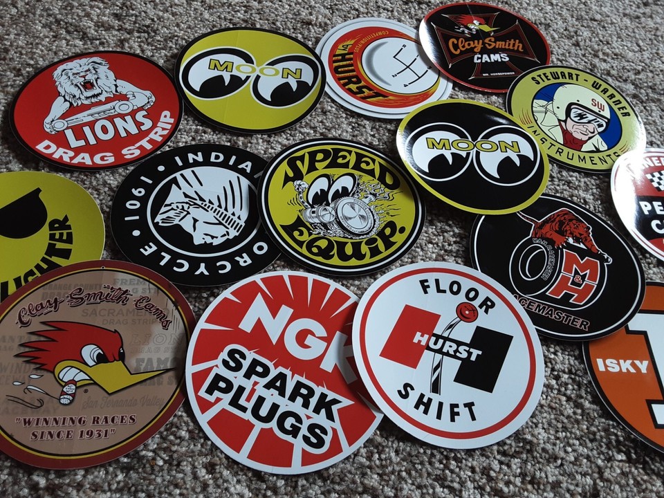 15 Classic Racing Decals Stickers NHRA Nascar Gasser Moon Eyes Hurst ...