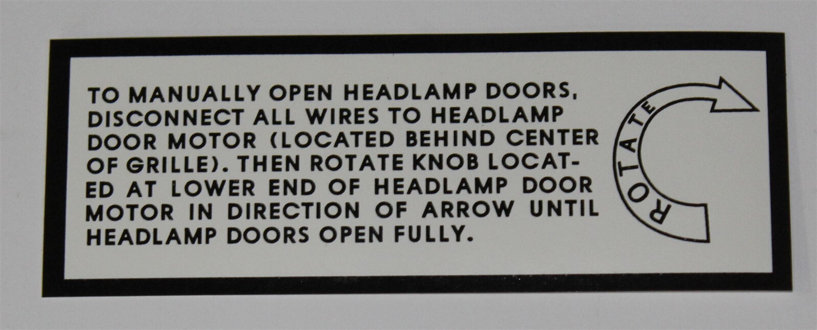 NEW 1971-72 Dodge Charger Headlight Door Rotation Decal | eBay