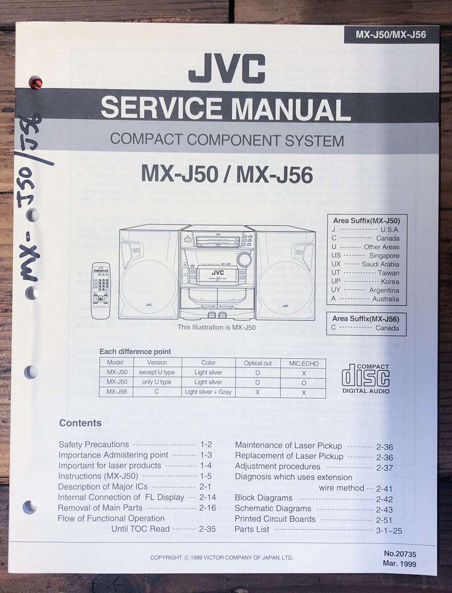 JVC MX-J50 MX-J56 Stereo Service Manual *Original* | eBay