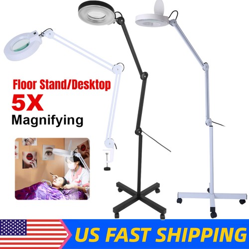5X Magnifying Lamp Magnifier Light Beauty Salon SPA Floor Stand / Desk ...