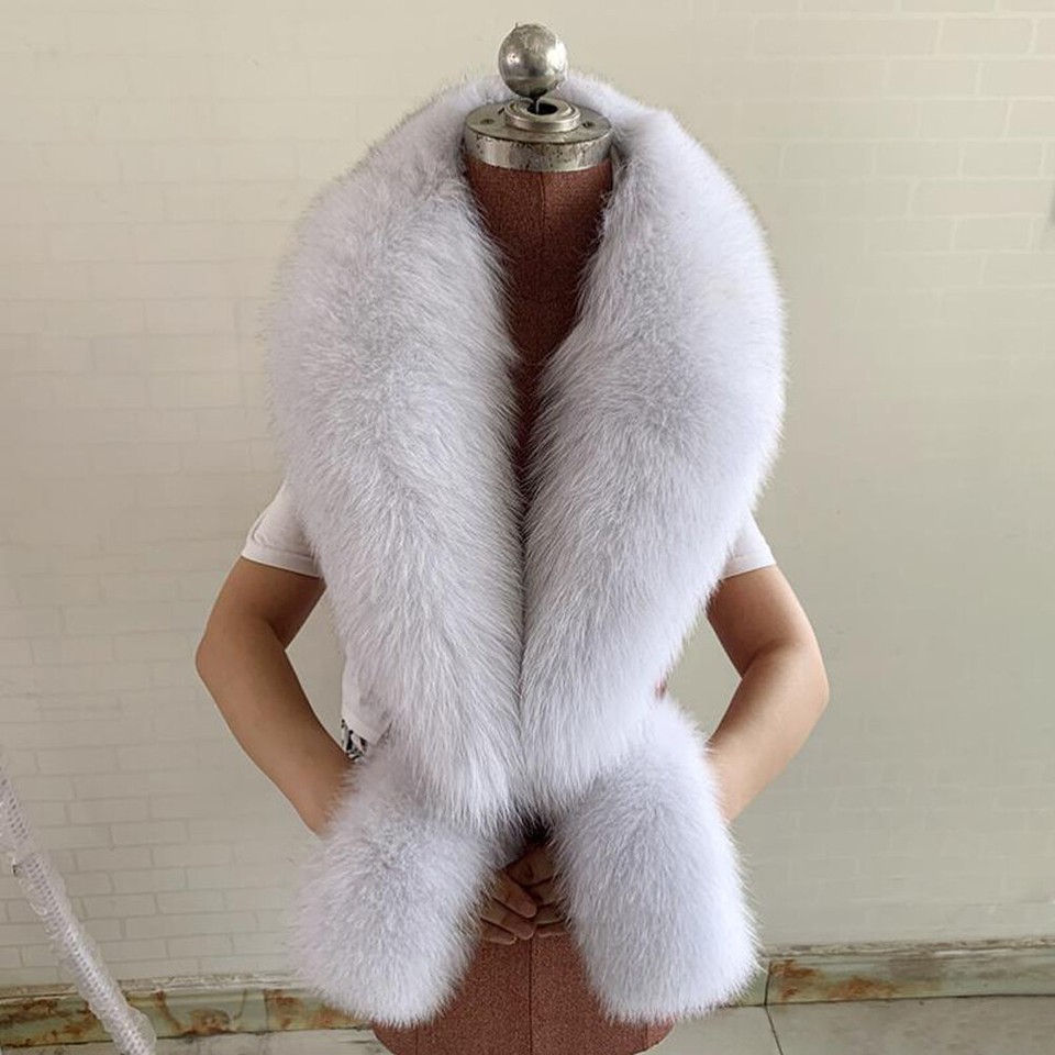 100% Real Fox Fur Scarf Winter Neck Warm Collar Women Scarves Fox Cuffs ...
