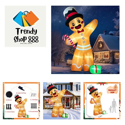 12FT Christmas Inflatables Outdoor Decorations, Giant Gingerbread ...