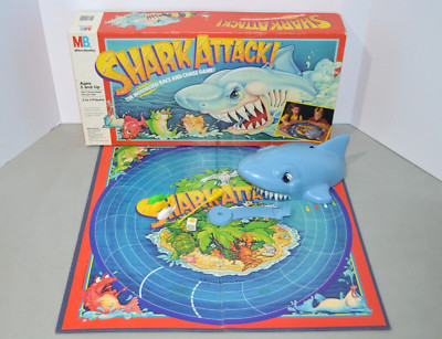 SHARK ATTACK Board Game Vintage 1988 Motorized Milton Bradley MB Read ...