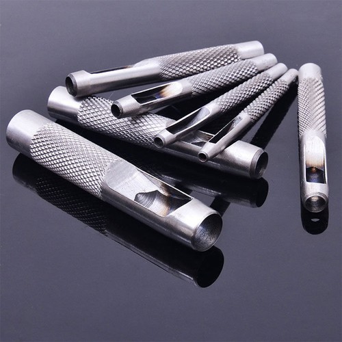 Round Hollow Punch Set Hand Tools Hole Punching Leather Gasket Carbon ...