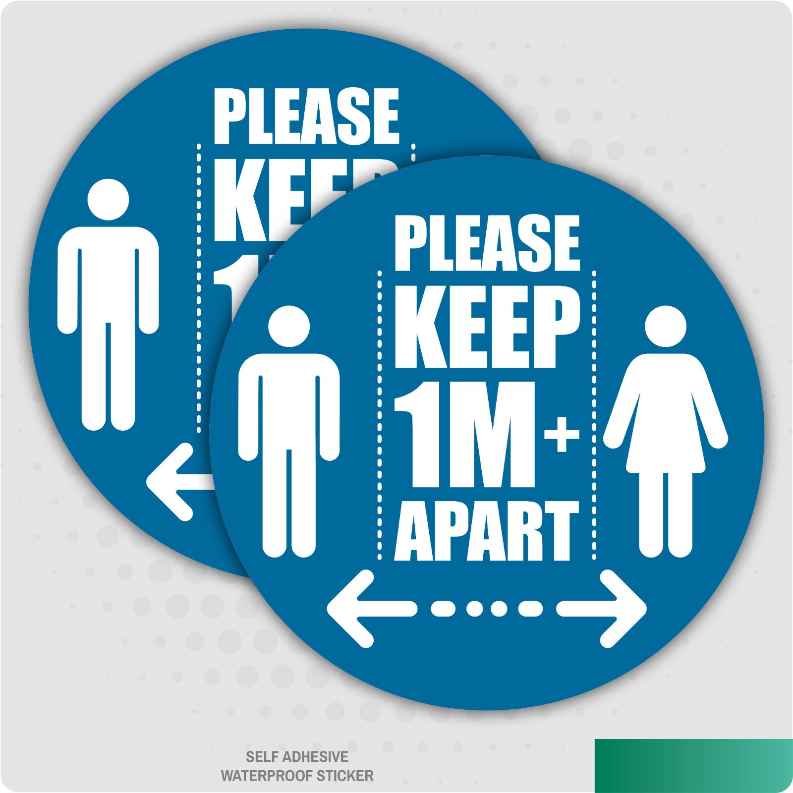 2 x Please Keep 1m+ Apart Social Distancing Door Shop Sticker Sign ...
