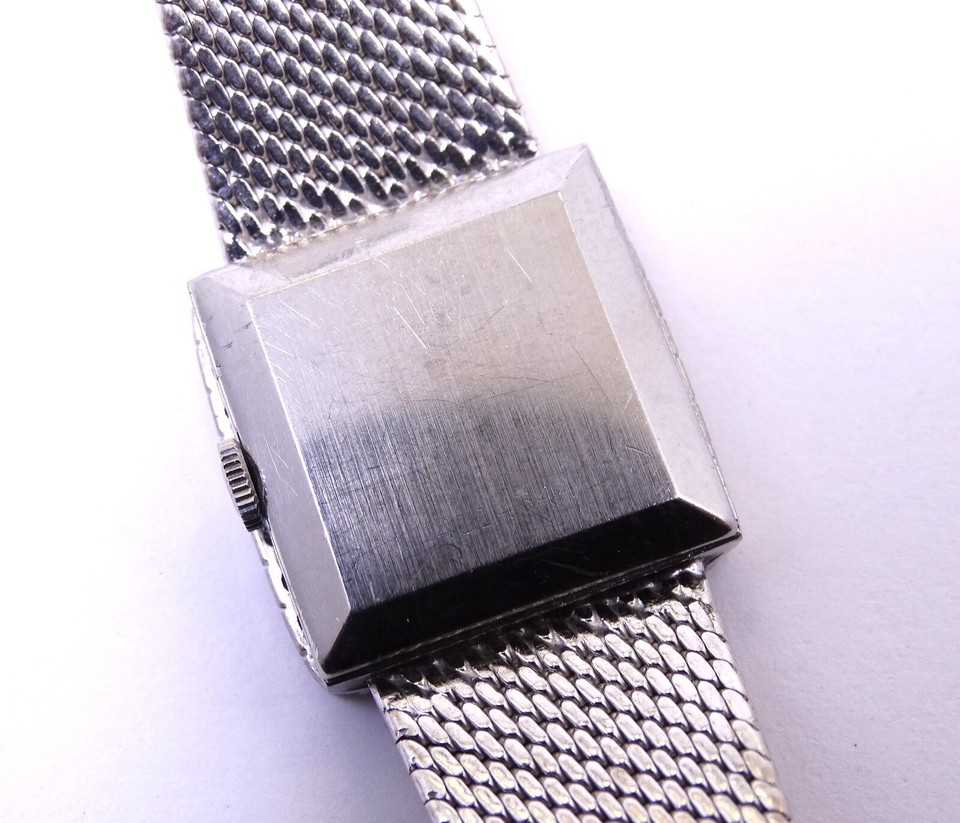 Vintage 1ct Diamond 2611 ROLEX PRECISION 14K White Gold Mesh Band 1400 ...