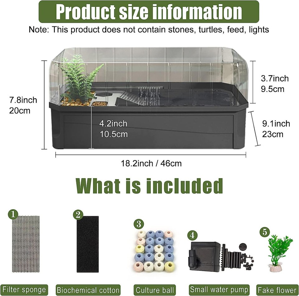 Turtle Aquarium Reptile Terrarium Turtle Tank kit with Accessories | eBay