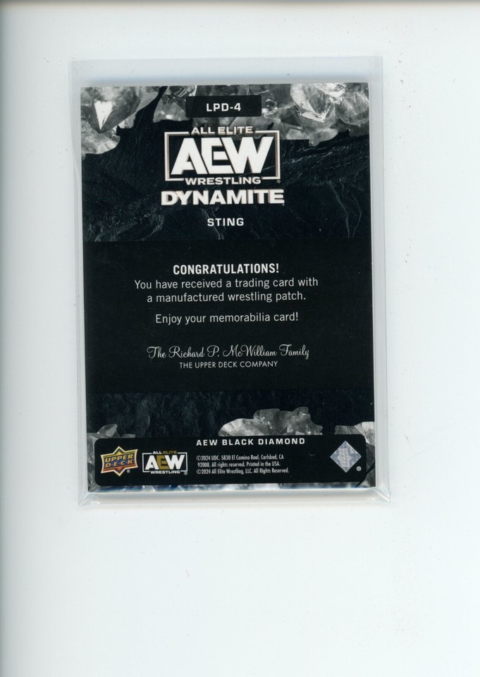 2024 UD Black Diamond AEW Sting #LPD-4 Dynamite Event Logo Patches ...