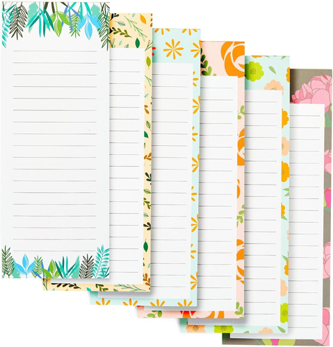 Magnetic Note Pads for Fridge - 6-Pack, 3.5 X 9 In, Floral Designs ...