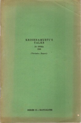 J KRISHNAMURTI / KRISHNAMURTI TALKS IN INDIA 1948 Verbatim Report ...