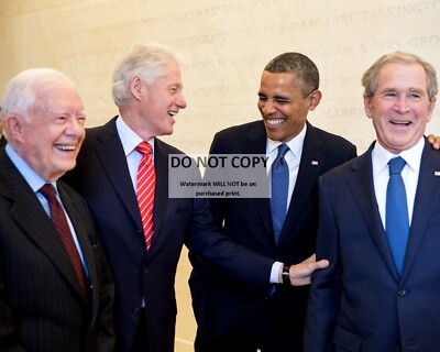 PRESIDENT BARACK OBAMA WITH CARTER, CLINTON, GEORGE W. BUSH 8X10 PHOTO ...