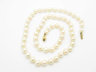 14k or Jaune & Véritable Perle de Culture 6mm Motif 16 " Collier ...