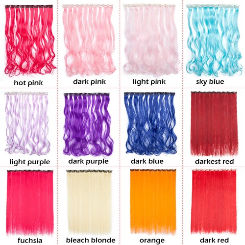 10 peices Highlight Clip In Colored Hair Extension Color Strip Straight ...
