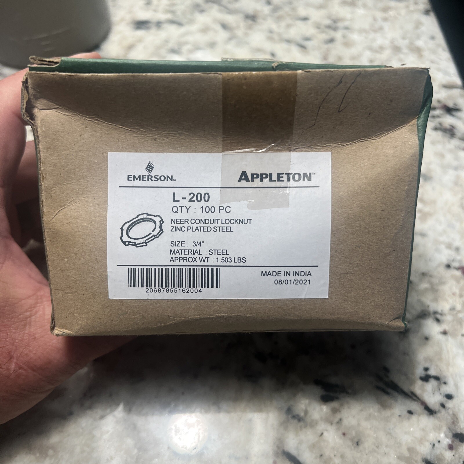 Emerson Appleton L-200 100 Pcs 3/4" Neer Conduit Locknut for sale ...
