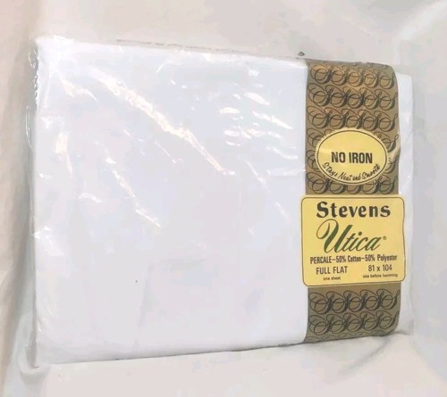 Vintage Stevens Utica Full Flat Bed Sheet 81x104 No-Iron White NIOP | eBay