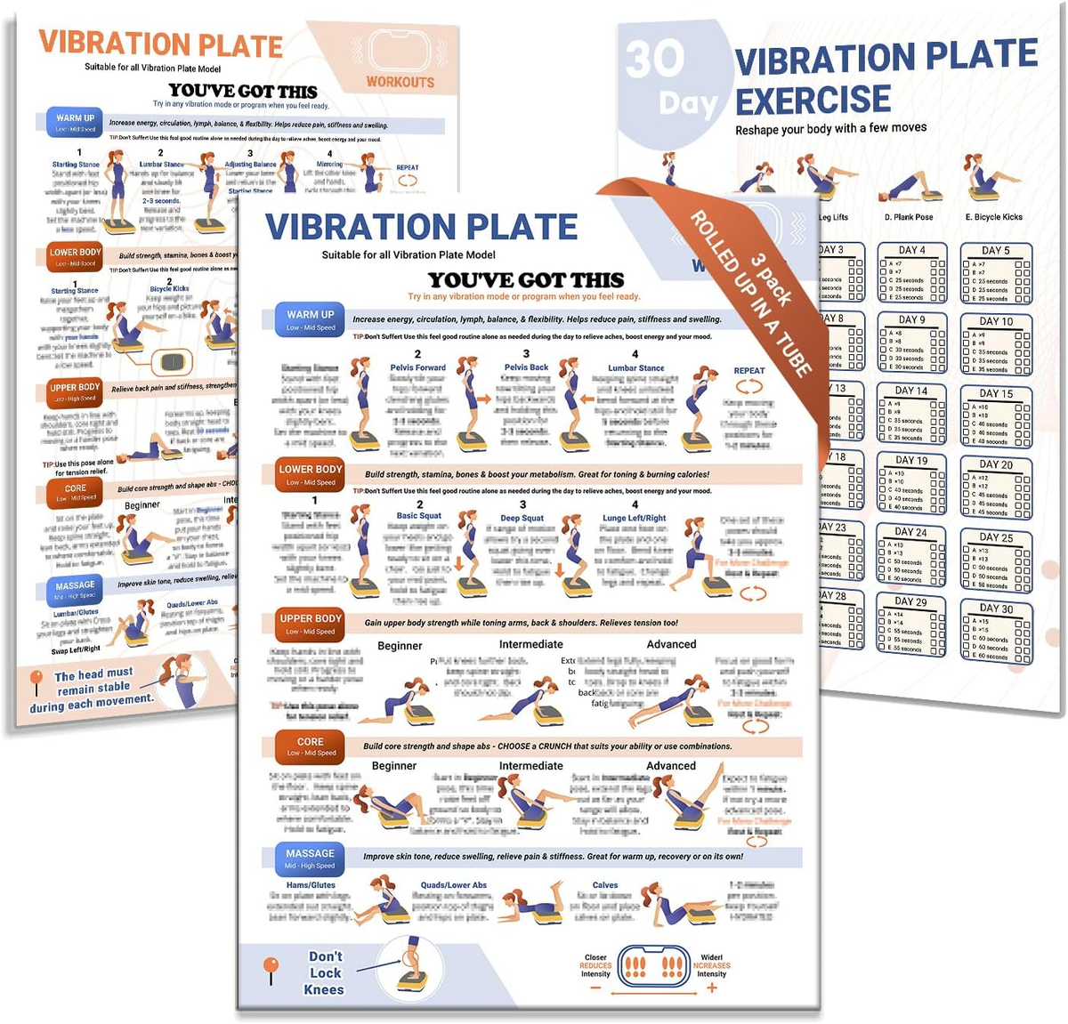 Vibration Machine Exercise Guide Vibration Plate Workout Poster – 30 ...