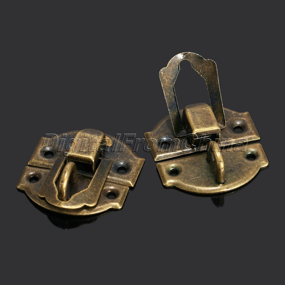 12X Antique Brass Decorative Hasp Jewelry Wooden Box Hasp Latch Lock ...