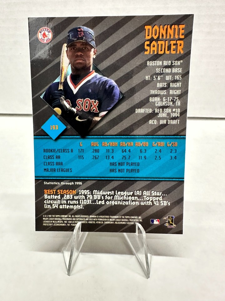 1997 Bowman's Best Card #193 Donnie Sadler Boston Red Sox Baseball | eBay