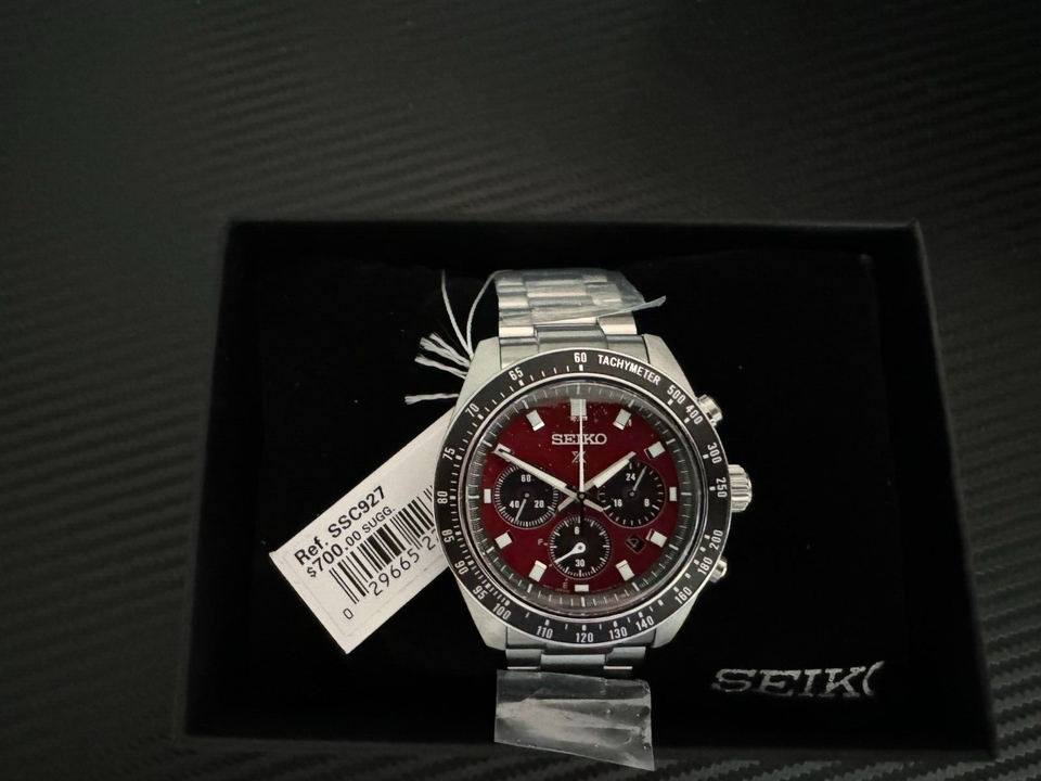 SEIKO PROSPEX Speedtimer Solar Chronograph bold RED dial SSC927-MINT | eBay