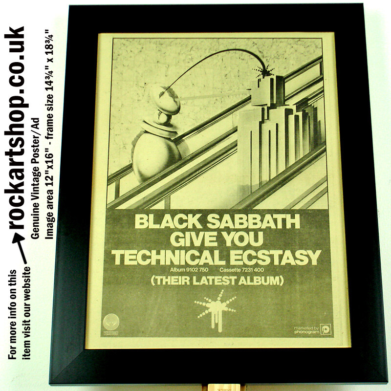 BLACK SABBATH Technical Ecstasy ORIGINAL 1976 Poster Ad FRAMED Ozzy ...