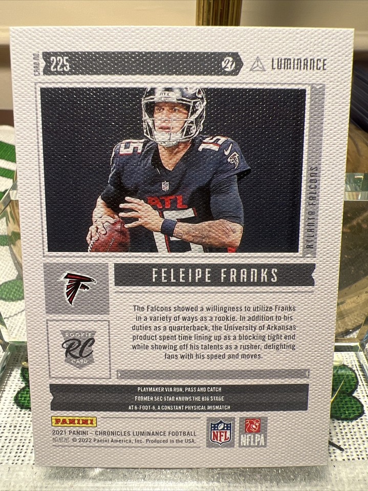 2021 Panini Chronicles Luminance Felipe Franks Rookie RC #225 Atlanta ...
