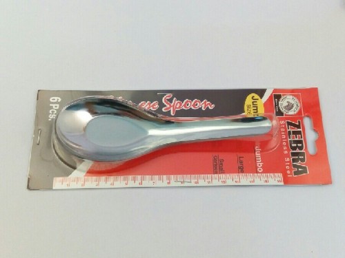 Jumbo Spoons ZEBRA x6 Stainless Steel Hot And Sour Soup Kitchen Ramen ...