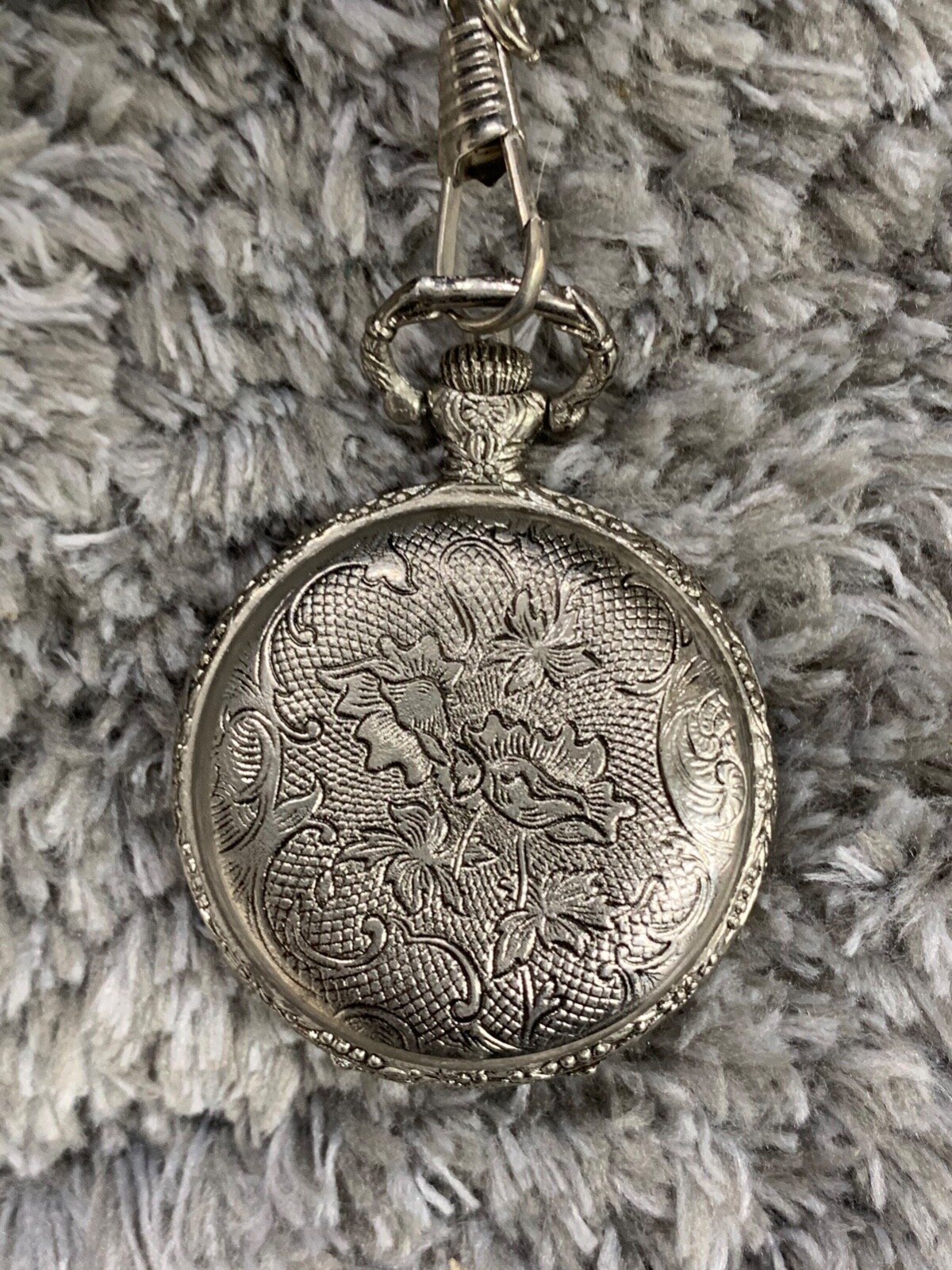 Lolina Pocket Watch Chain Silver Tone Fishermen Fishing w/ Chain (PARTS ...