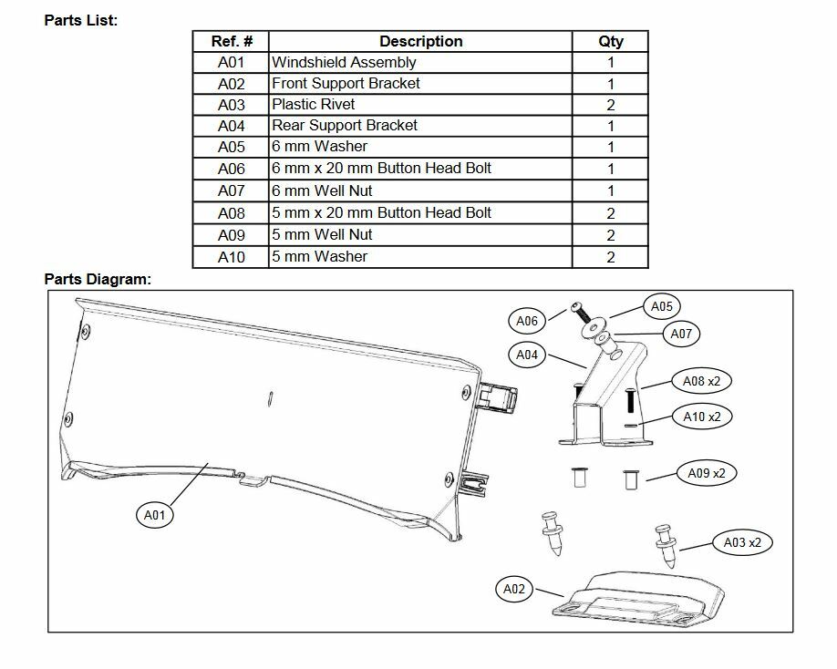Genuine Kawasaki Mule PRO-FXT DXT FX DX FXR KQR Half Windshield KAF080 ...