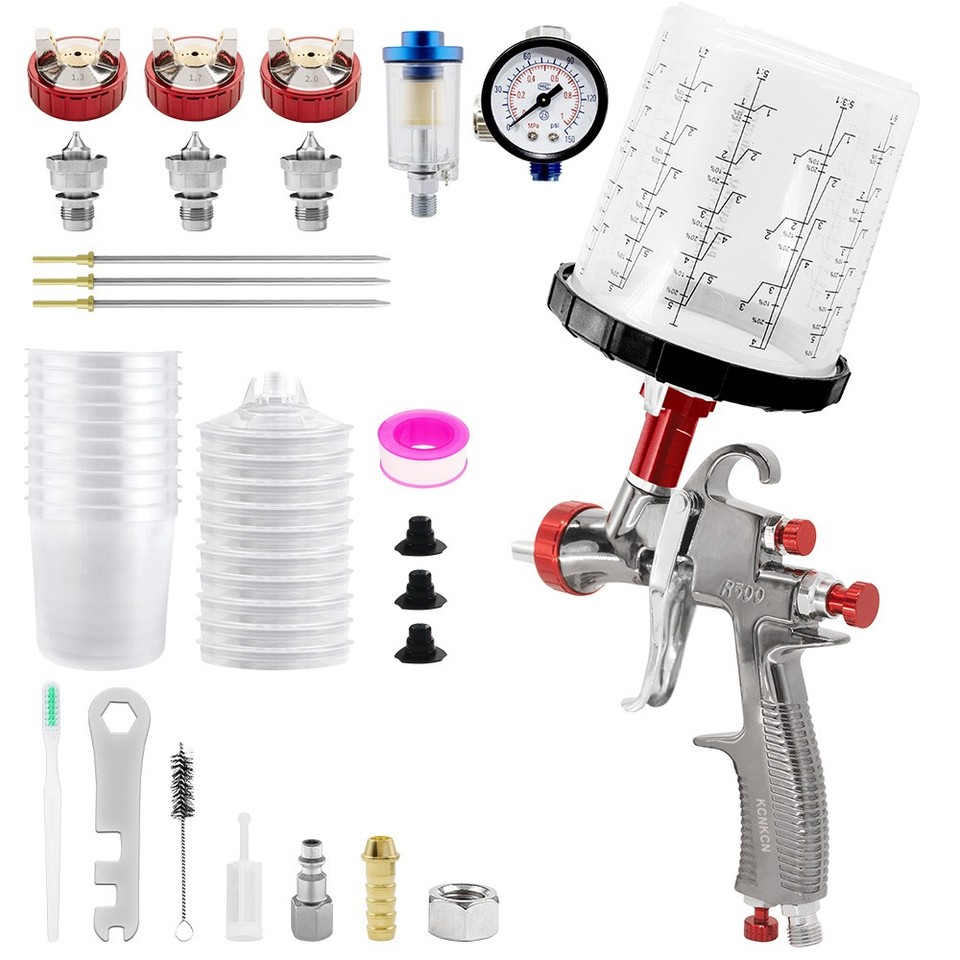 R500 Lvlp Air Spray Gun W/10PCS 650ml Disposable Cups 1.3/1.5/1.7/2.0mm ...