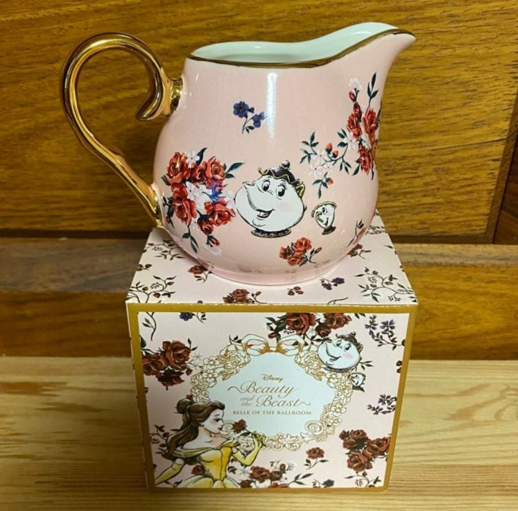 Disney Beauty and the Beast Teapot Pink Floral Belle Pottery Japan ...