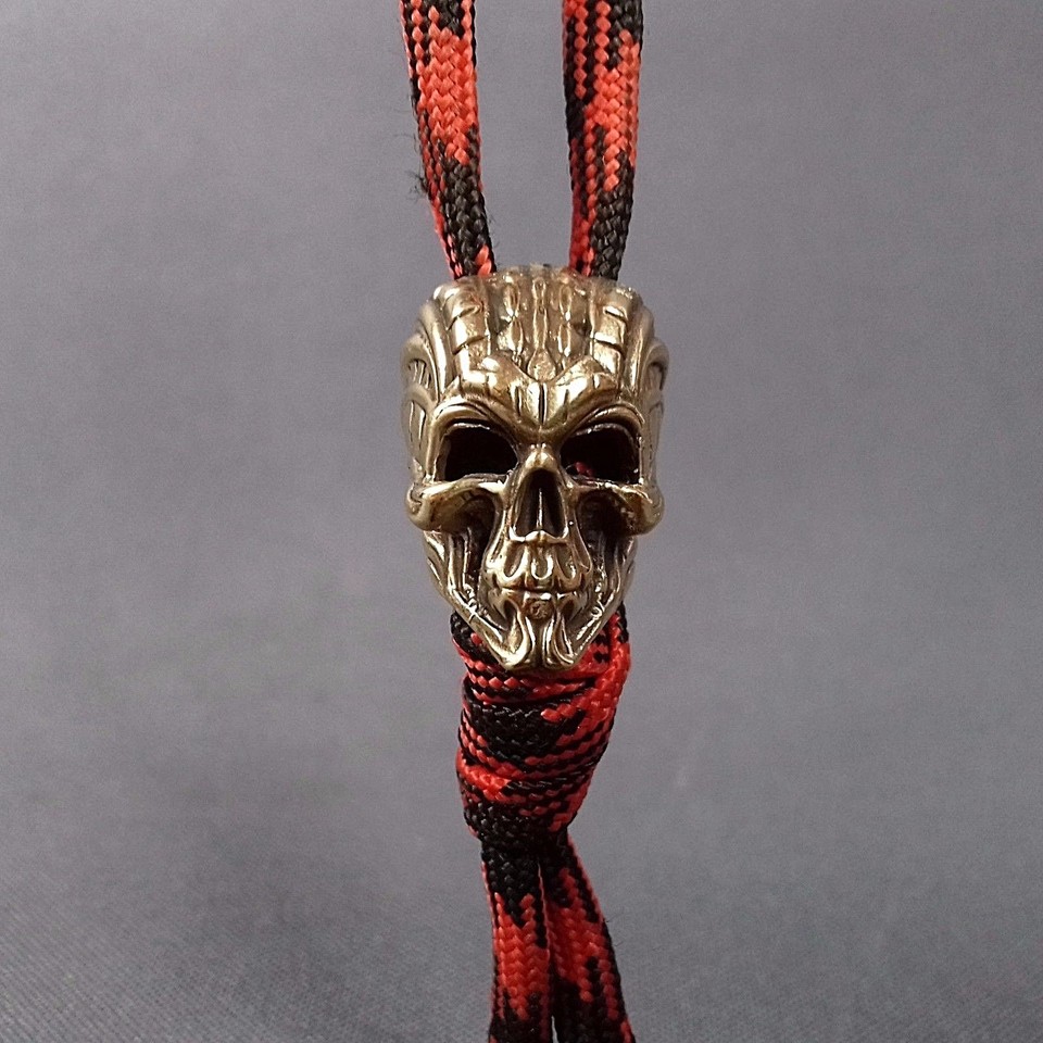 Alien skull Bronze Paracord Leather Lanyard Beads for Knife Bracelet ...