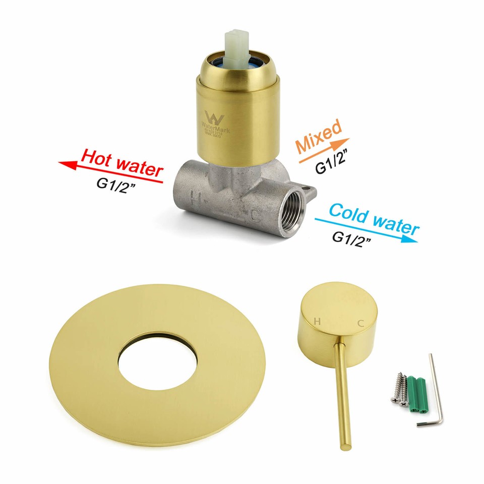 Brushed Gold Tall Basin Mixer Kitchen Mixer Concealed Tap Valve Shower ...