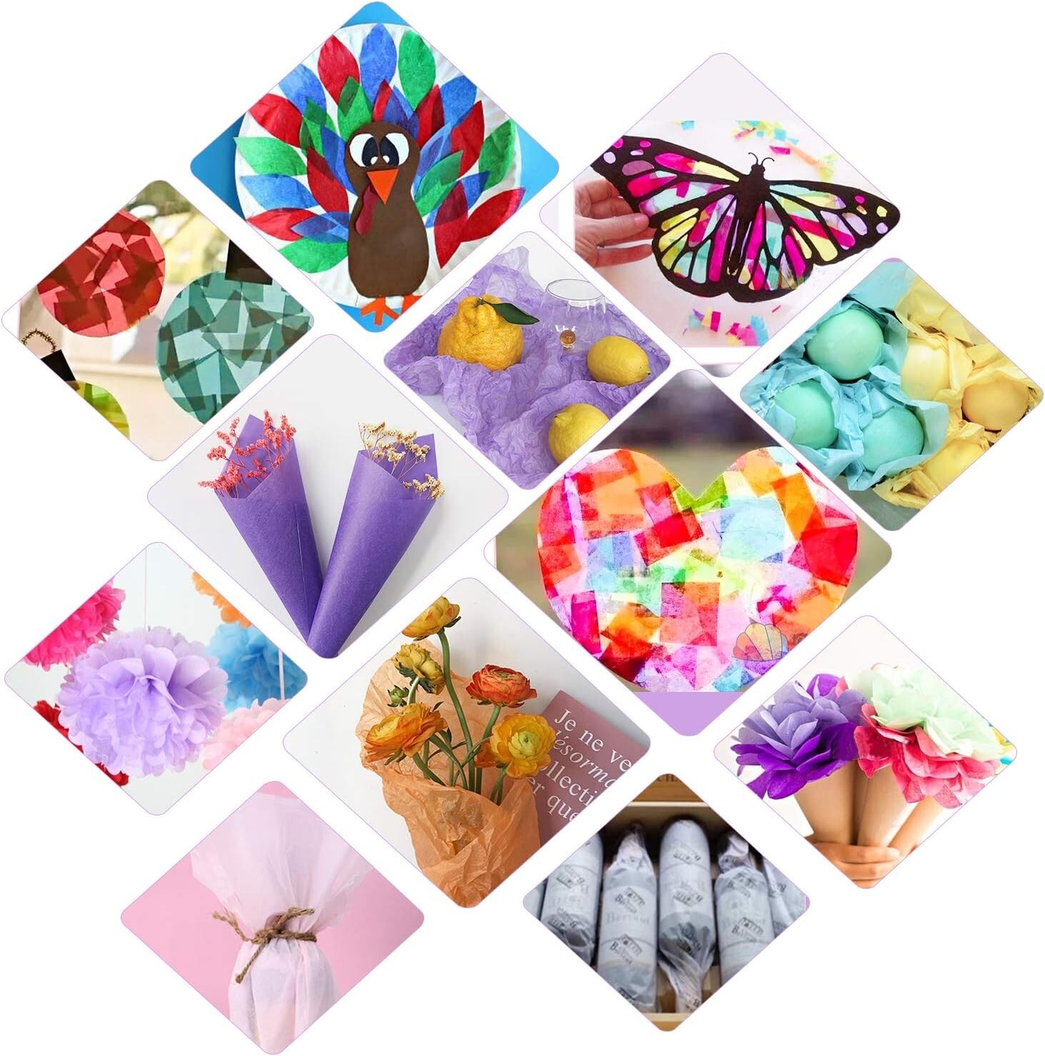 200 Sheets 20 Multicolor Tissue Paper Bulk Gift Wrapping Tissue Paper ...