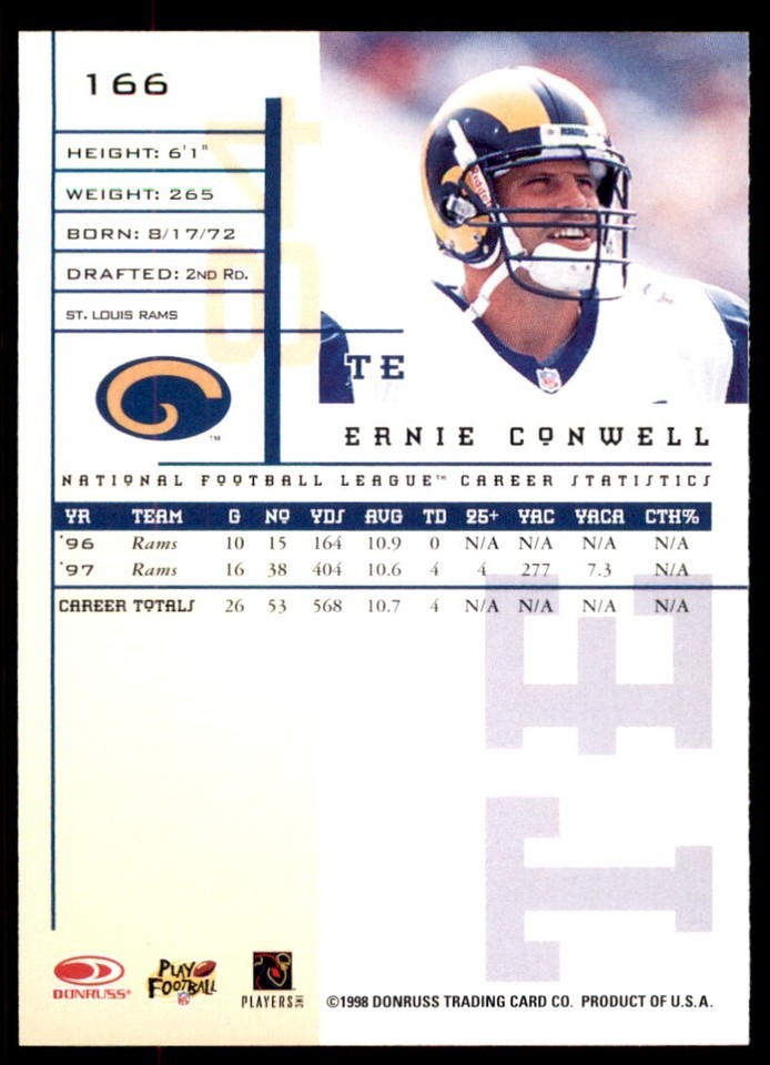 1998 Leaf Rookies & Stars Ernie Conwell St. Louis Rams #166 | eBay