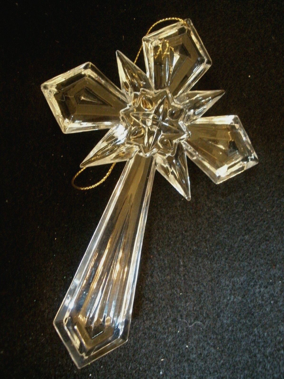 BEAUTIFUL CLEAR ACRYLIC CROSS ORNAMENT~LARGER~DETAILED~6"~STAR CENTER ...