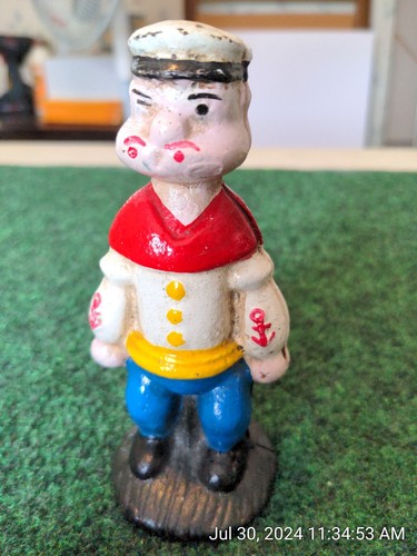 Circa 1930s Vintage Cast Iron Popeye Sailor Man Coin Bank 6 Inch | eBay