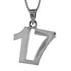 Sterling Silver Any One Number Pendant from 0 to 24 w/ 18" Italian Box ...