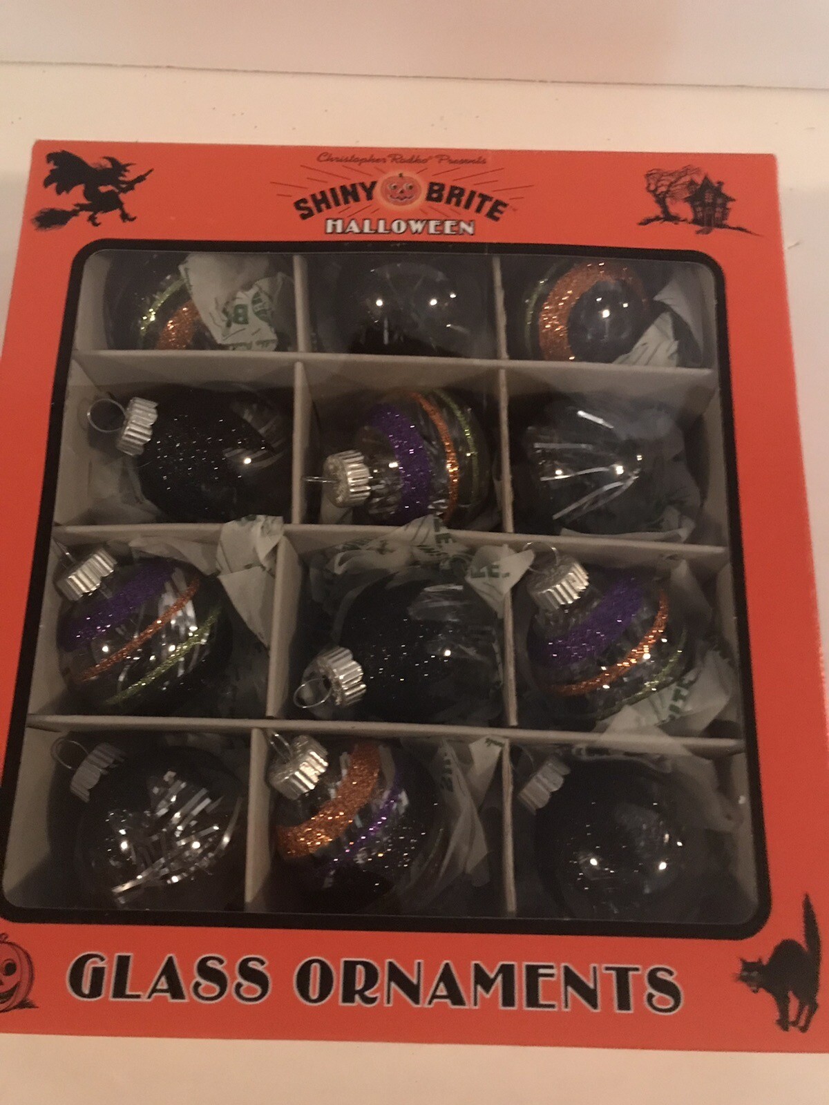 Christopher Radko Shiny Brite Halloween Glass Ornaments Set of 12 Clear ...